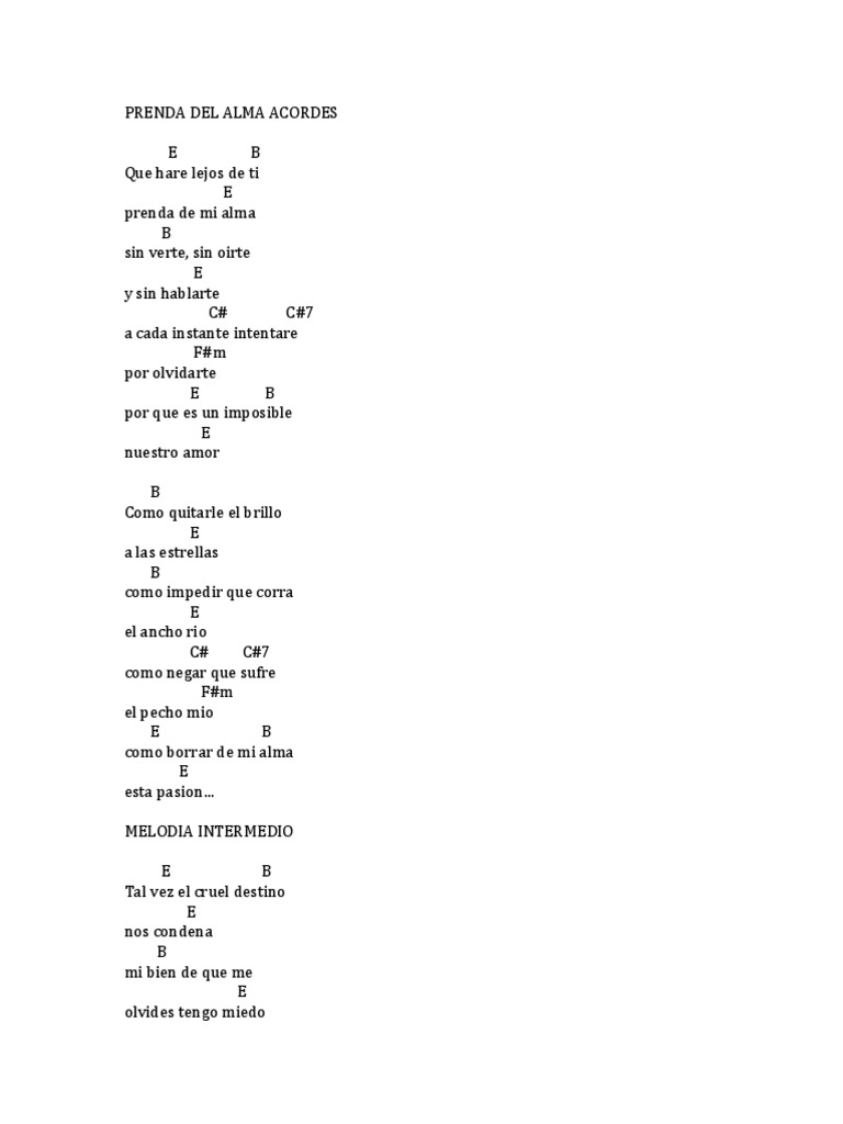Prenda Del Alma Acordes | PDF