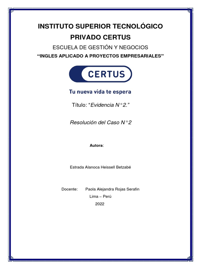 Instituto Superior Tecnológico Privado Certus: Escuela de Gestión Y Negocios | PDF