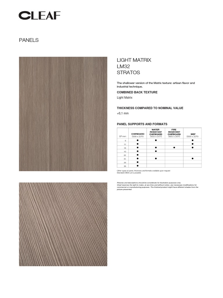 Datasheet Panel Light Matrix LM32 STRATOS | PDF