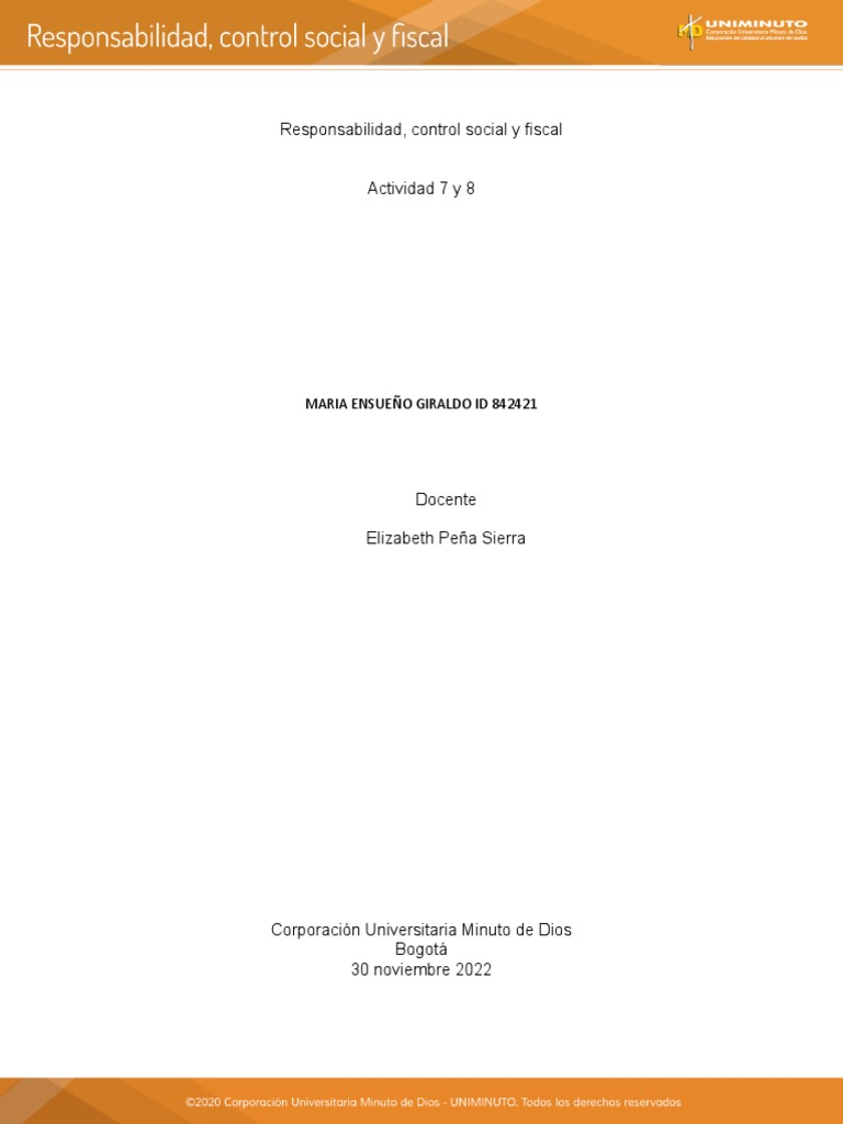 Responsabilidad y Control Social Actividad 7 y 8 | PDF | Teneduría de libros | Contabilidad