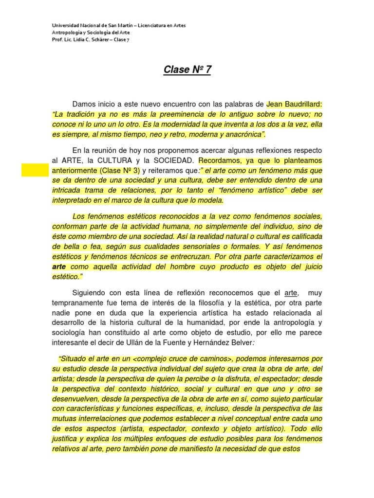 Clase #7 Antrop Arte | PDF | Estética | Sociedad