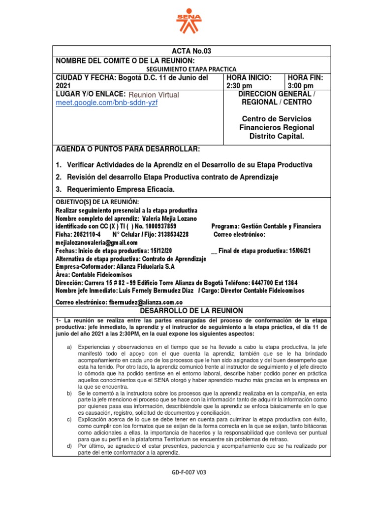 M-5, Propuesta de Formato Acta m5 Final. | PDF