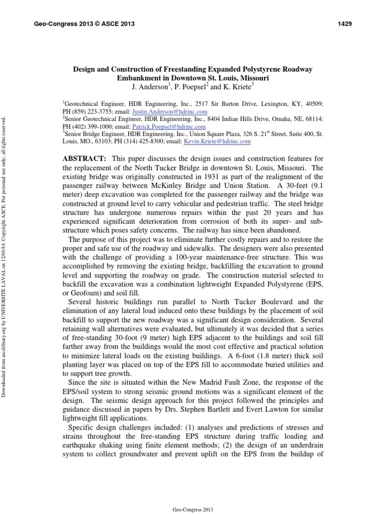 Design and Construction of Freestanding Expanded Polystyrene Roadway ...