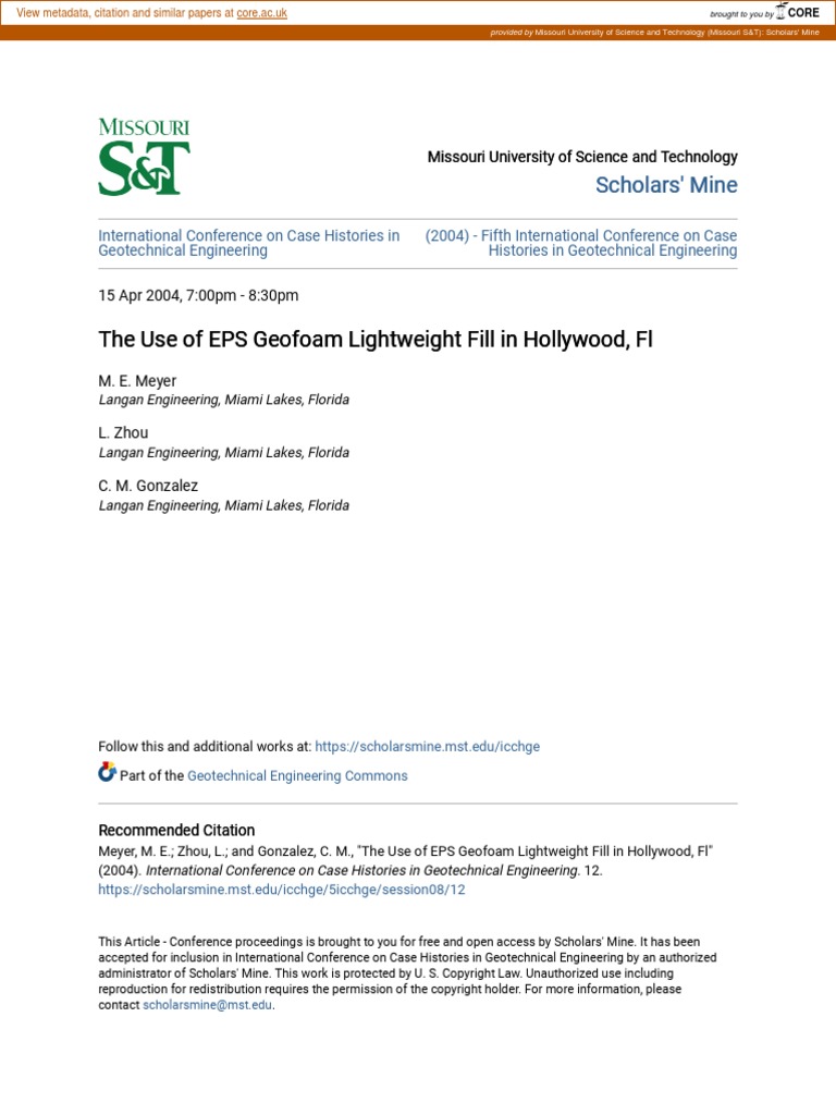 The Use of EPS Geofoam Lightweight Fill in Hollywood, FL The Use of EPS ...