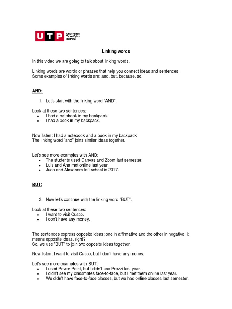 PDF - Linking Words | PDF