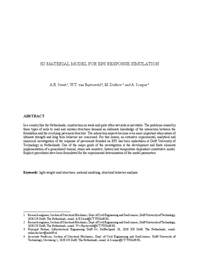 3D EPS Model for Pavement Analysis | PDF | Deformation (Engineering ...