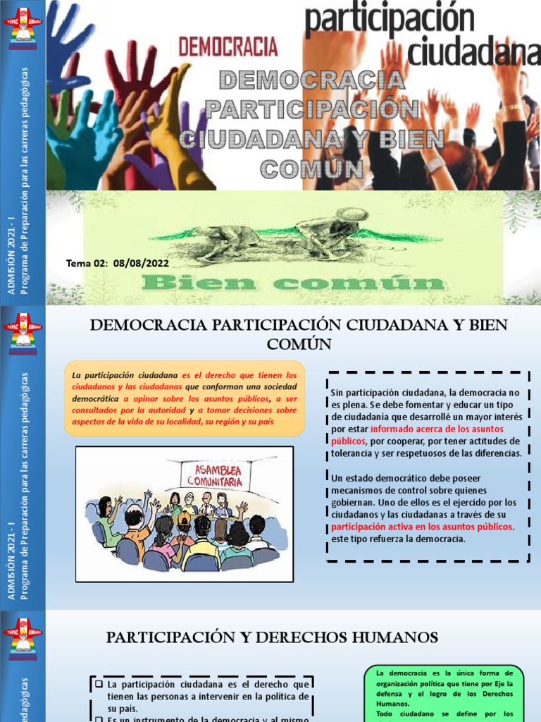 Tema 2 Democracia Participación Ciudadana y Bien Común | PDF ...