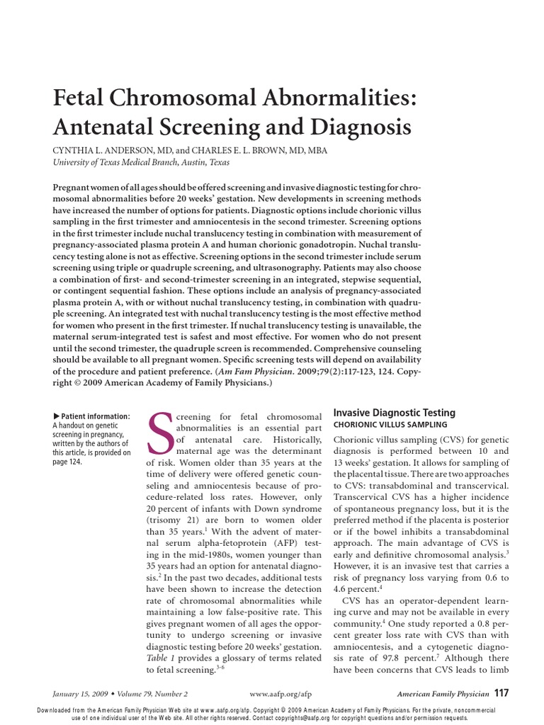 Fetal Chromosomal Screening – Prenatal Screening Guidelines – DMYDID