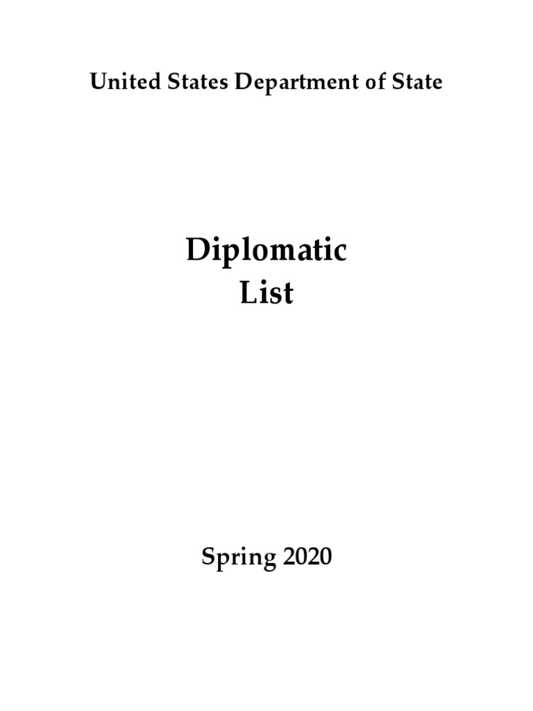Diplomatic Book Spring 2020 | PDF | Diplomatic Rank | Diplomatic Mission