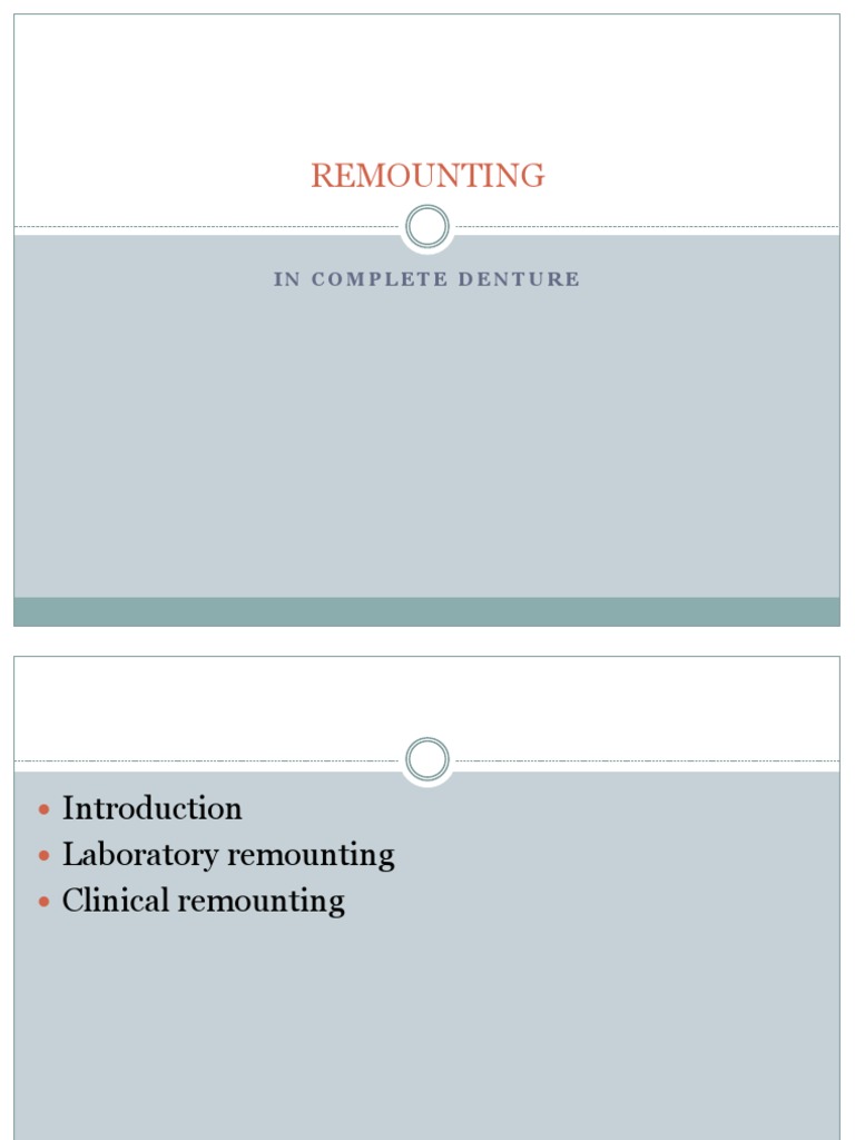 2nd Year (29 3 2020) REMOUNTING PDF | PDF | Dentures | Dentistry