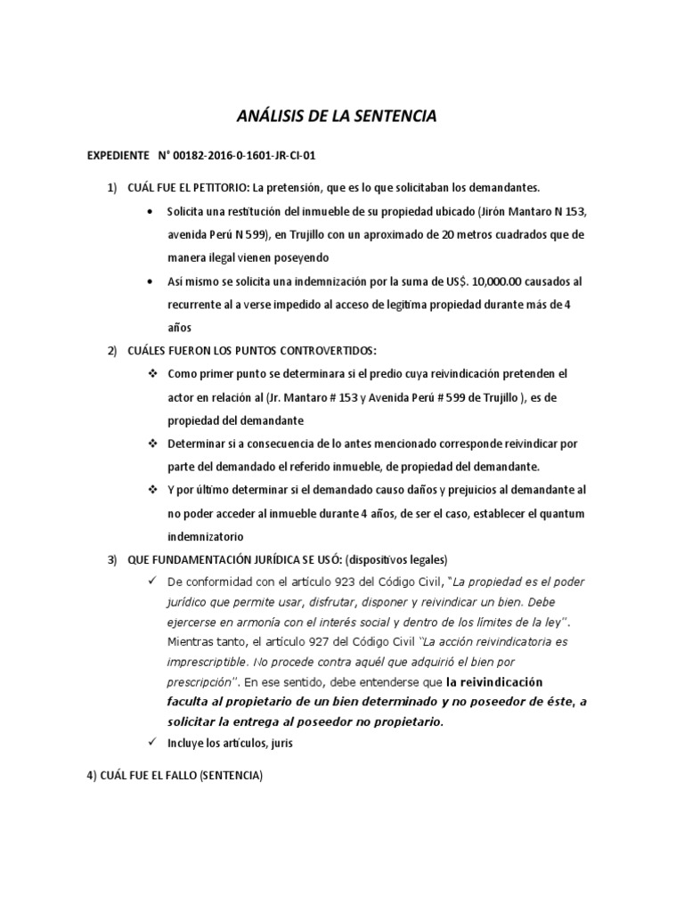 Análisis de La Sentencia | PDF