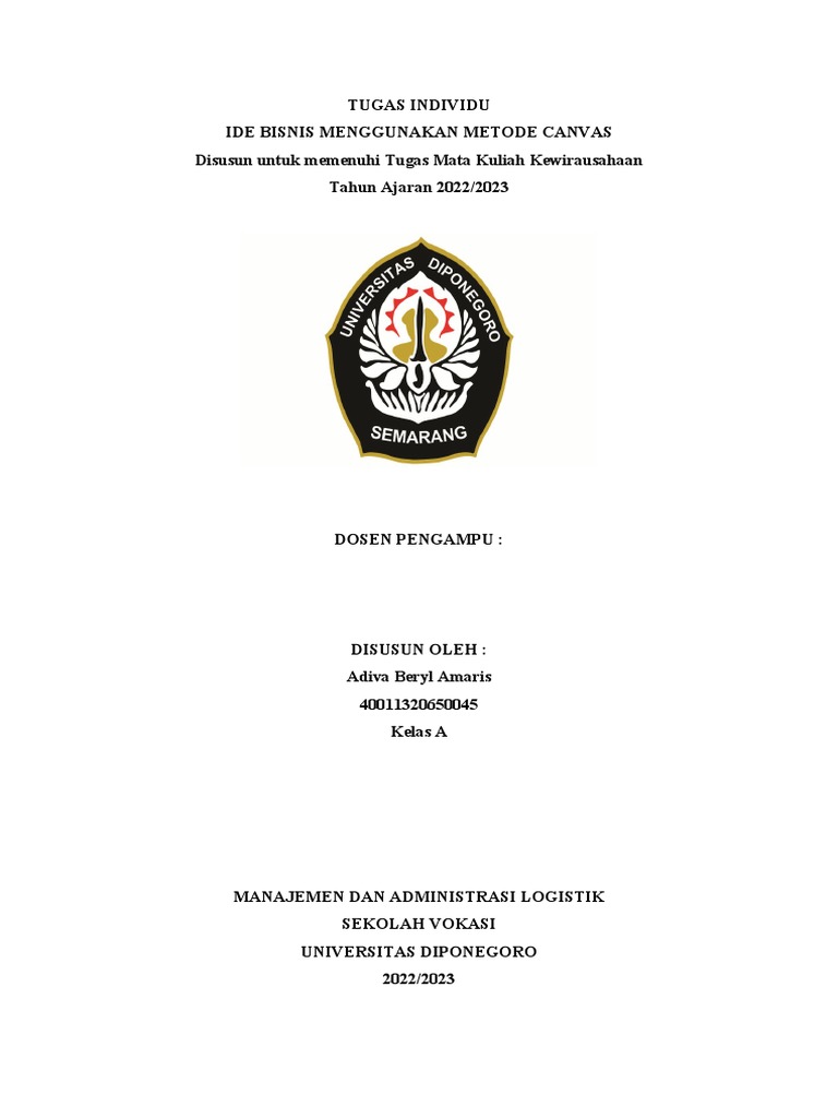 Adiva Beryl Amaris - 40011320650045 - B - Kewirausahaan - Ide Bisnis M Canvas | PDF