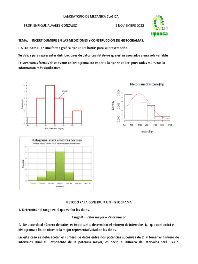 Incertidumbre en Mediciones e Histogramas 9 Nov 2022 | PDF | Histograma