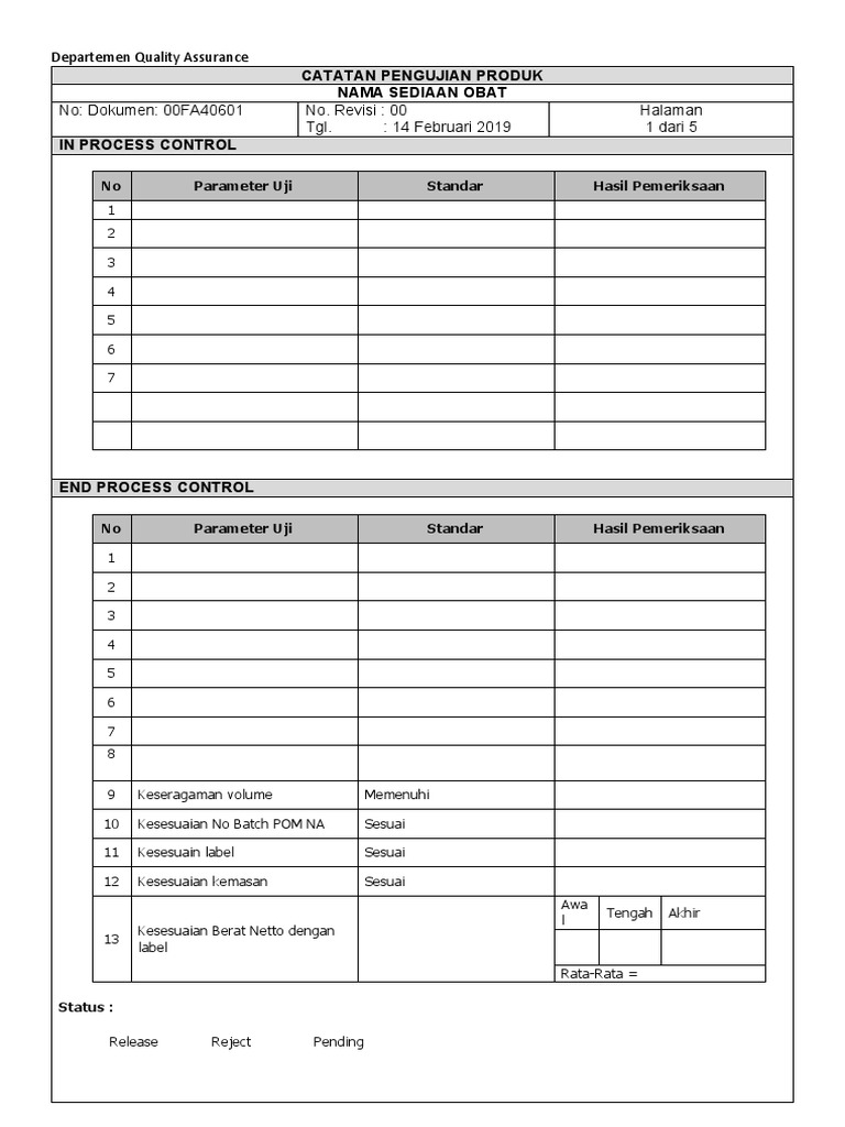 Catatan Pengujian Produk | PDF
