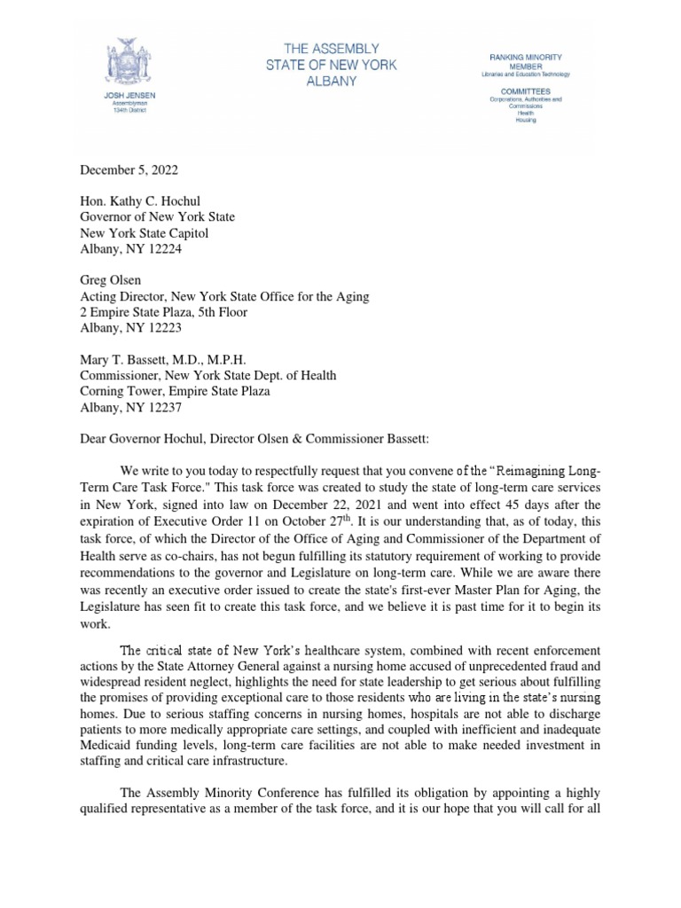 FINAL Letter To Gov OoA Re LTC Taskforce 12.5.22 | PDF | Health Care ...