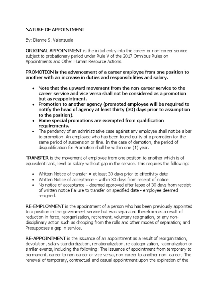 Understanding the Different Types of Appointments and Personnel Actions ...