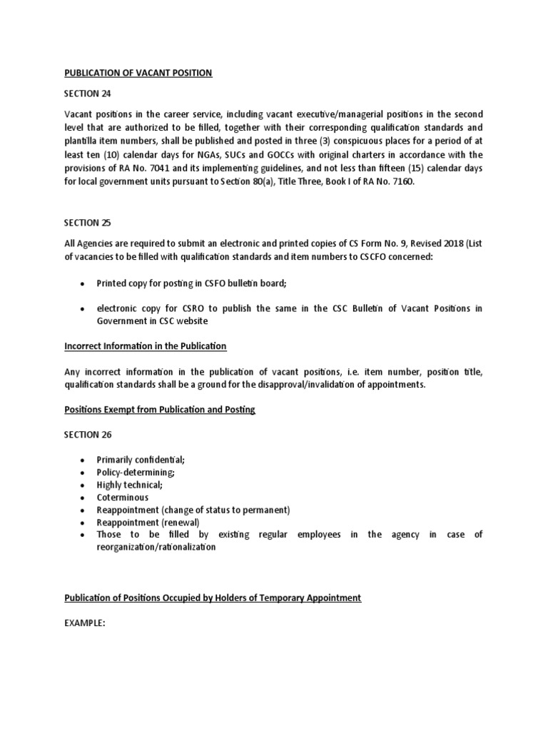 Guidelines for the Publication and Filling of Vacant Positions in the ...