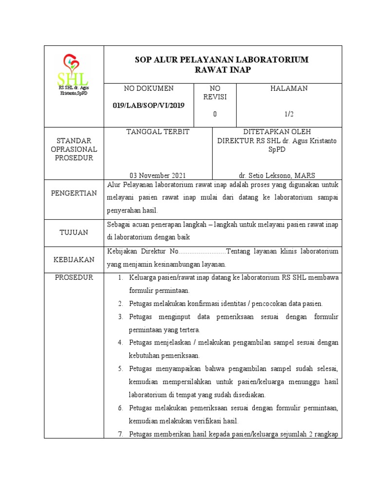 Sop Alur Pelayanan Rawat Inap | PDF