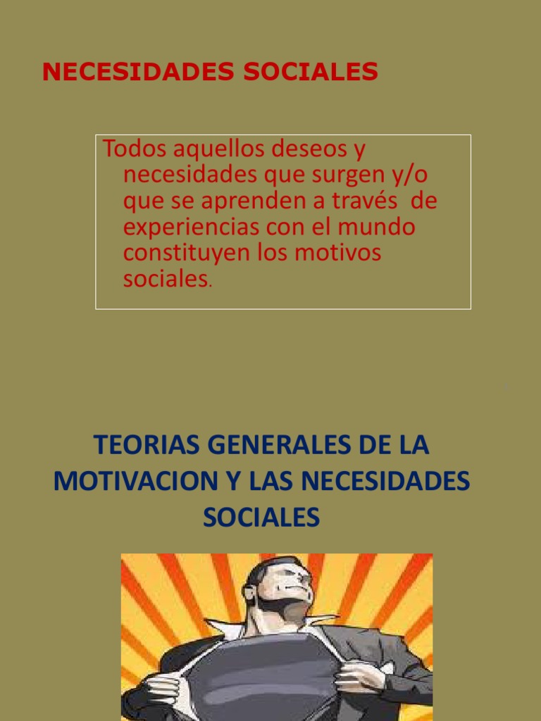 Teorias de Las Necesidades y Motivaciones Sociales Penultima Clase ...