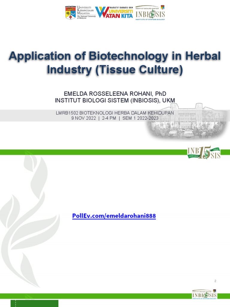 Application of Biotechnology-Tissue Culture - ERR20221109 | PDF ...