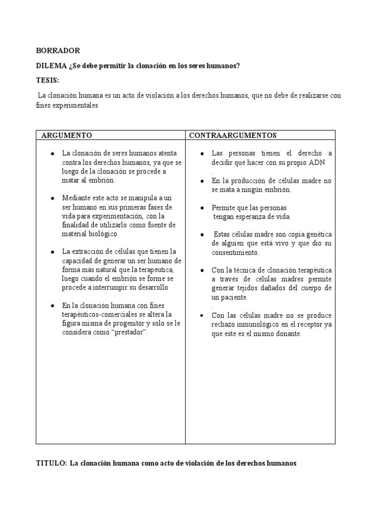 Clonación humana y derechos humanos | PDF | Clonación | Célula madre