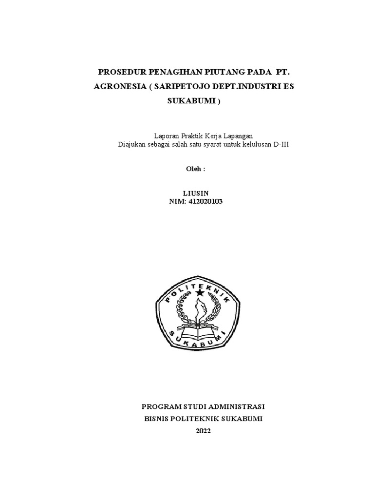 Laporan PKL Liusin | PDF