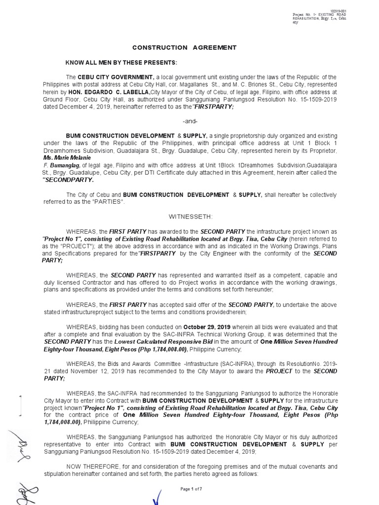 Proj. 1 Contract | Download Free PDF | Specification (Technical ...