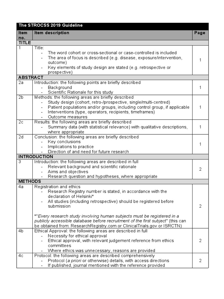 Strocss 2019 Checklist | PDF | Cohort Study | Surgery