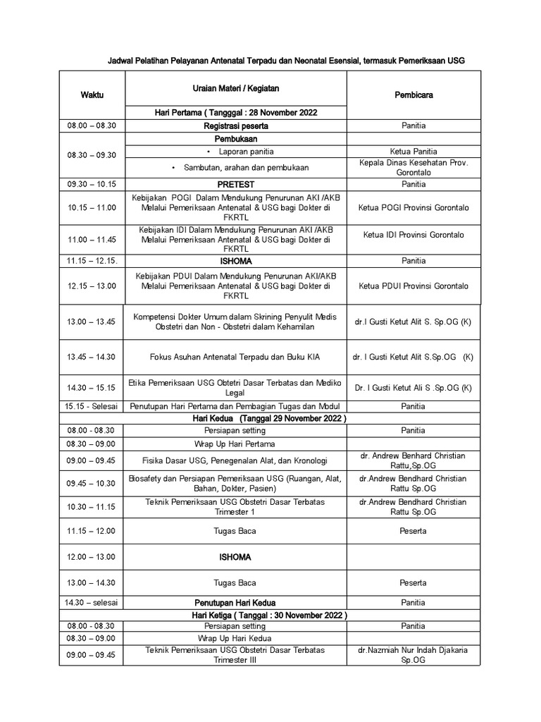 Jadwal Pelatihan USG | PDF