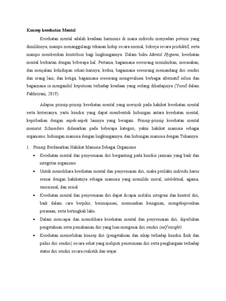 Konsep Kesehatan Mental | PDF | Pengembangan Diri