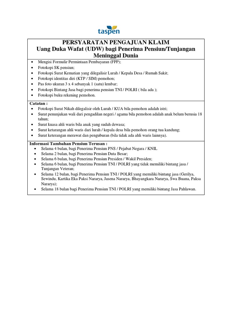 Perlu - Formulir - UDW tASPEN | PDF