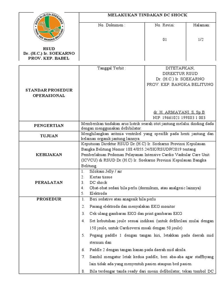 Sop Melakukan Tindakan DC Shock | PDF