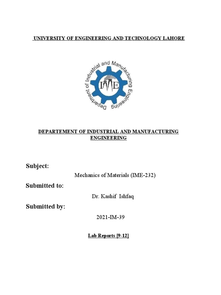 Lab Report Front Page | PDF