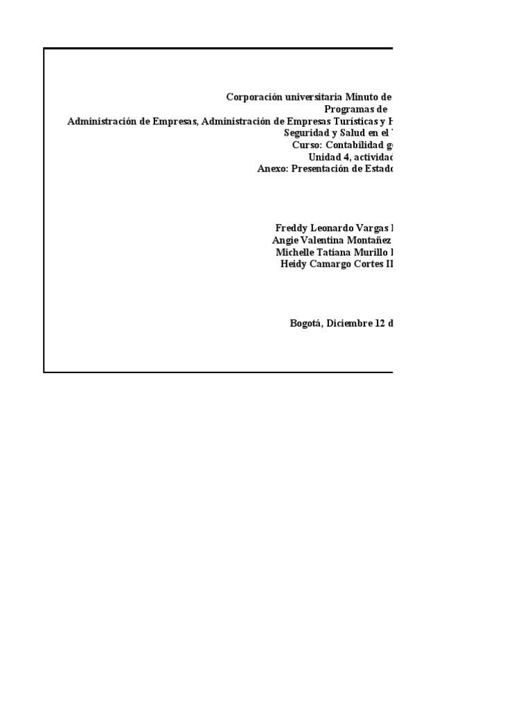 Contabilidad - Act 8 - Taller Presentación de Estados Financieros | PDF | Contabilidad ...