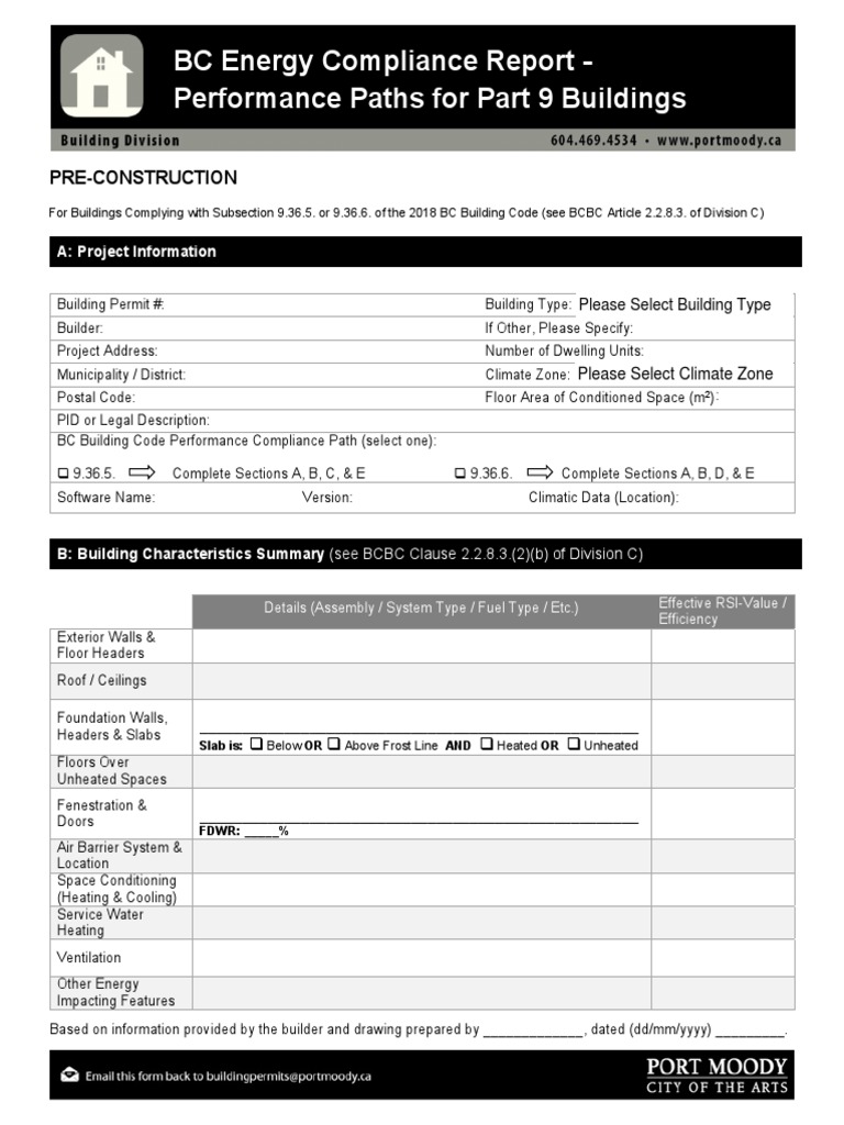 BC Energy Step Code Compliance Report Pre Construction | PDF ...