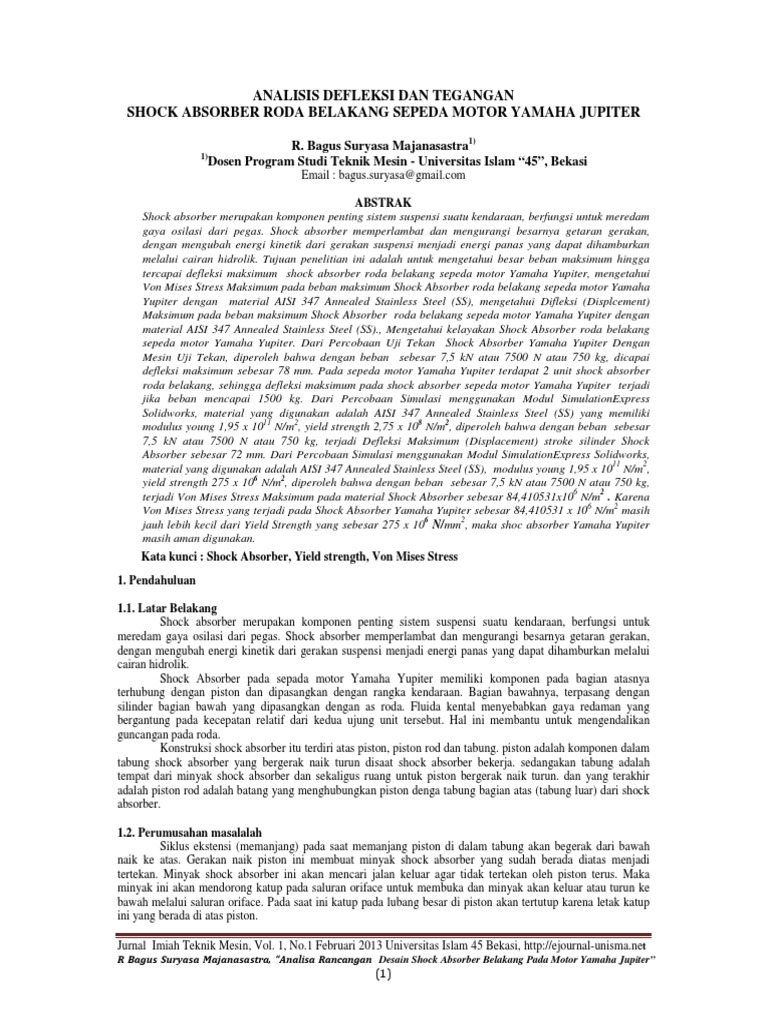 ID Analisis Defleksi Dan Tegangan Shock Abs | PDF