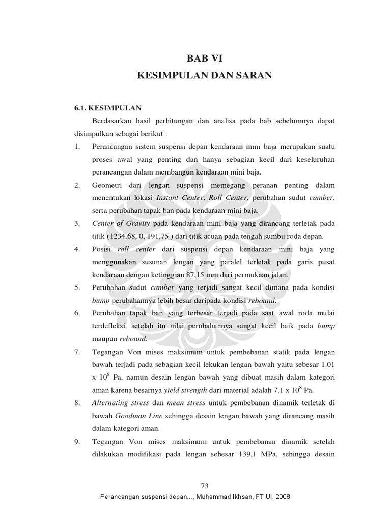 Bab Vi Kesimpulan Dan Saran | PDF