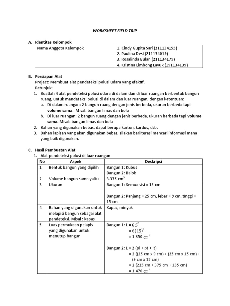 Worksheet Field Trip | PDF | Seni