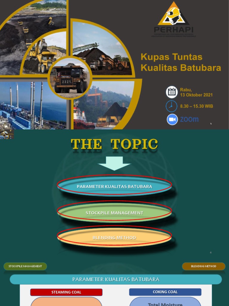 Parameter Kualitas Batubara, Metode Blending Dan Stockpile Management - Pak Hana Mulyana | PDF