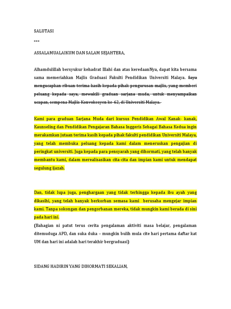 Ucapan Graduasi Fakulti Pend | PDF