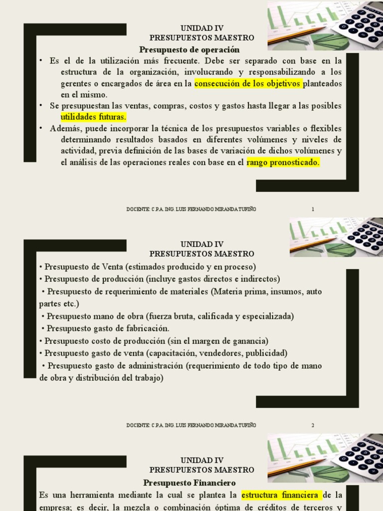 Guía de Presupuestos Empresariales | PDF | Presupuesto | Costo