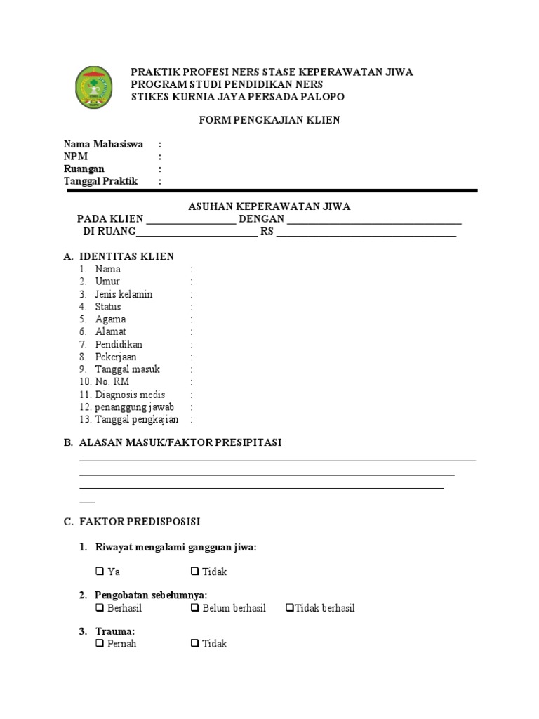Form Pengkajian Keperawatan Jiwa | PDF
