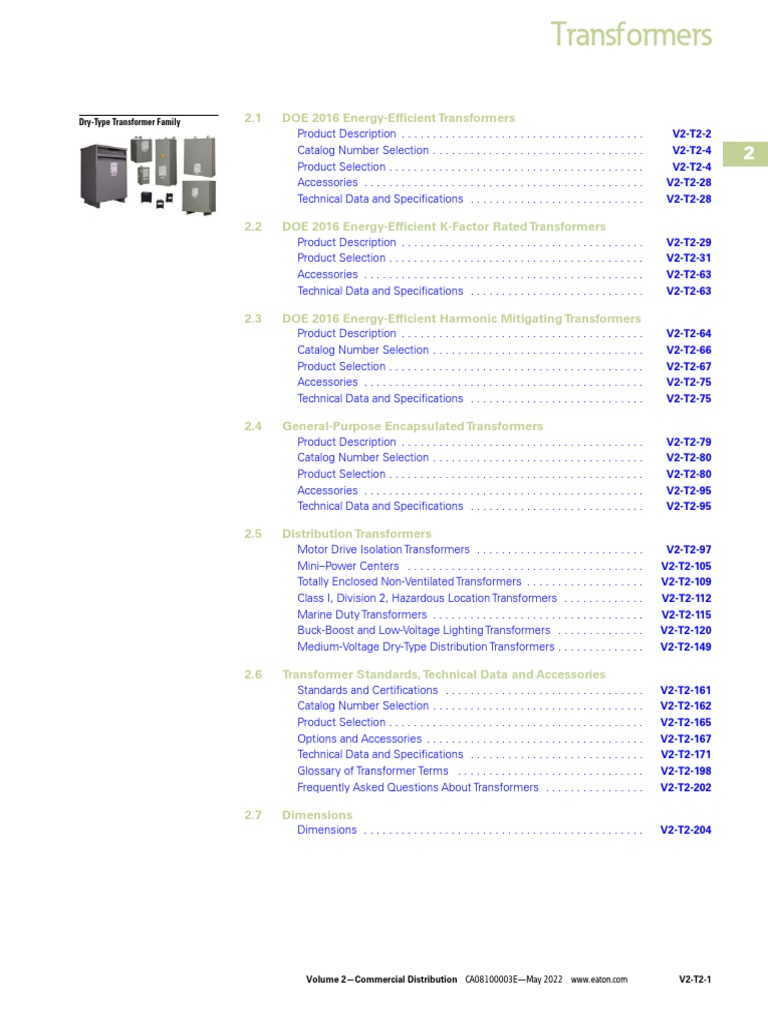 Transformer Distribution Catalog Volume 2 Tab Ca08100003e | PDF ...