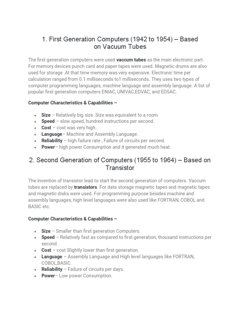 Generation of Computers | PDF | Computer Data Storage | Information Age