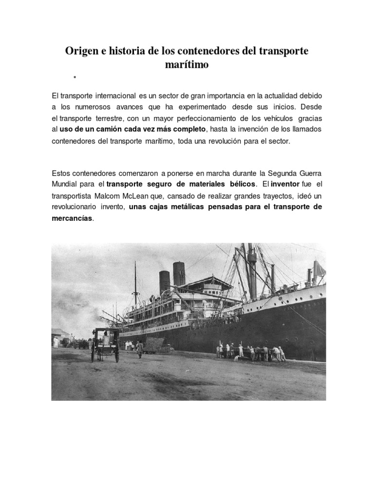 Origen e Historia de Los Contenedores Del Transporte Marítimo | PDF ...