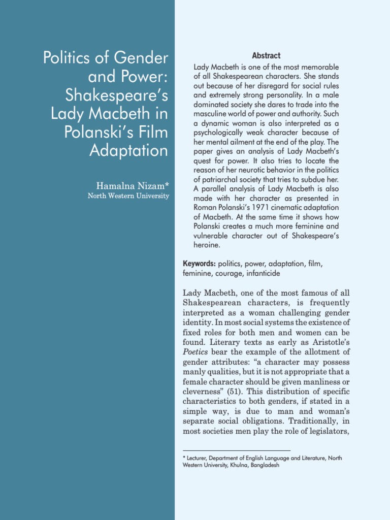 Politics of Gender and Power on Screen: A Comparative Analysis of ...
