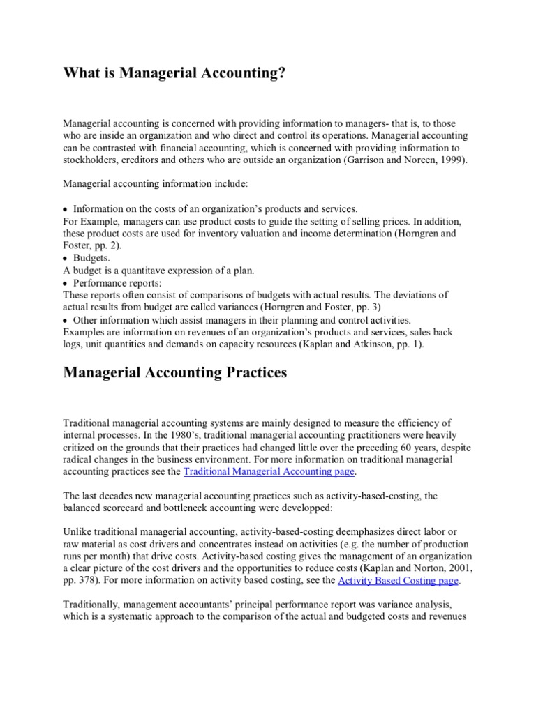 Understanding Managerial Accounting | PDF | Management Accounting ...