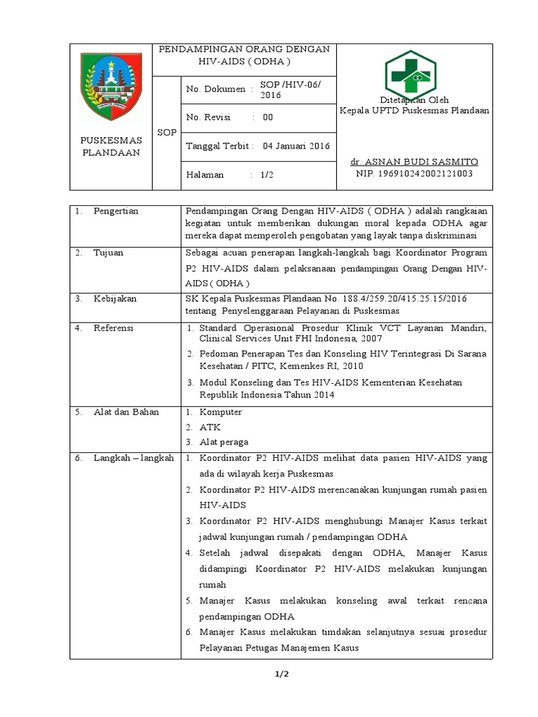 Hiv-08 Sop Pendampingan Odha | PDF | Pengembangan Diri