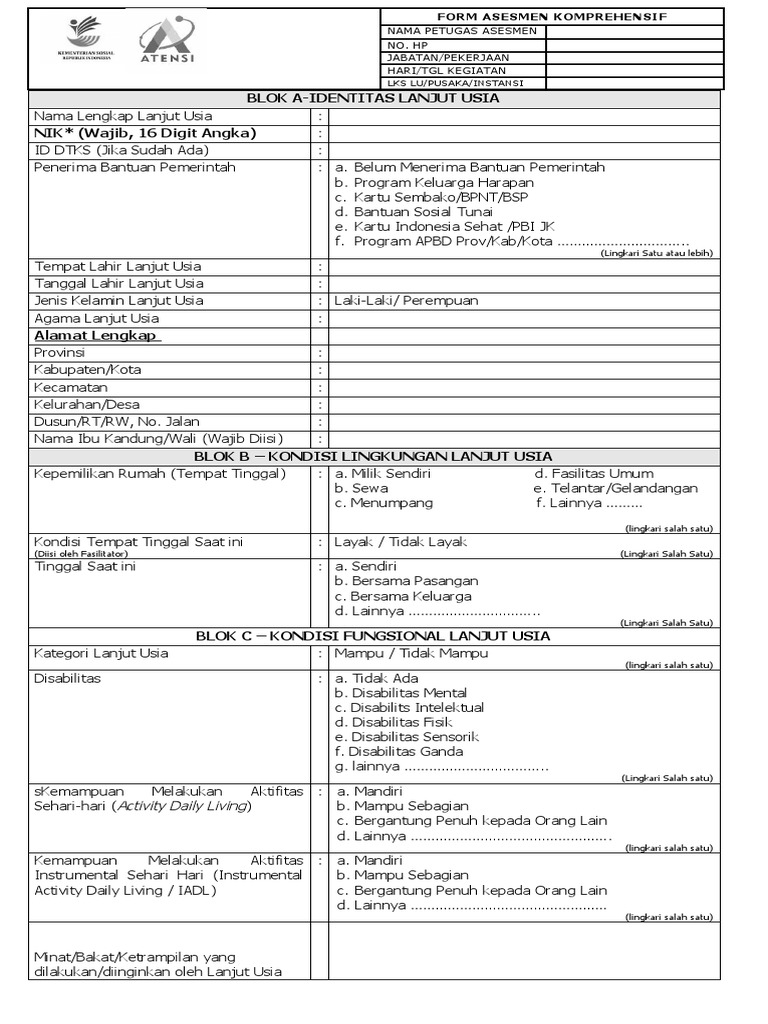 04 - Form Asesmen Lansia | PDF