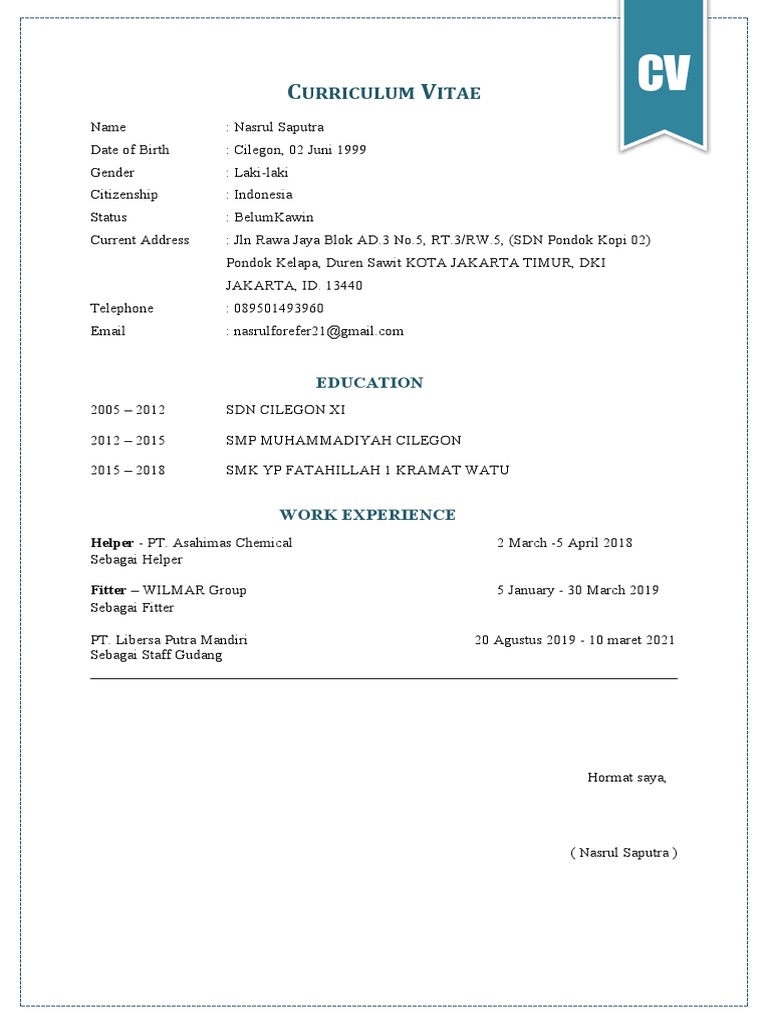 Nasrul Saputra CV CV | PDF